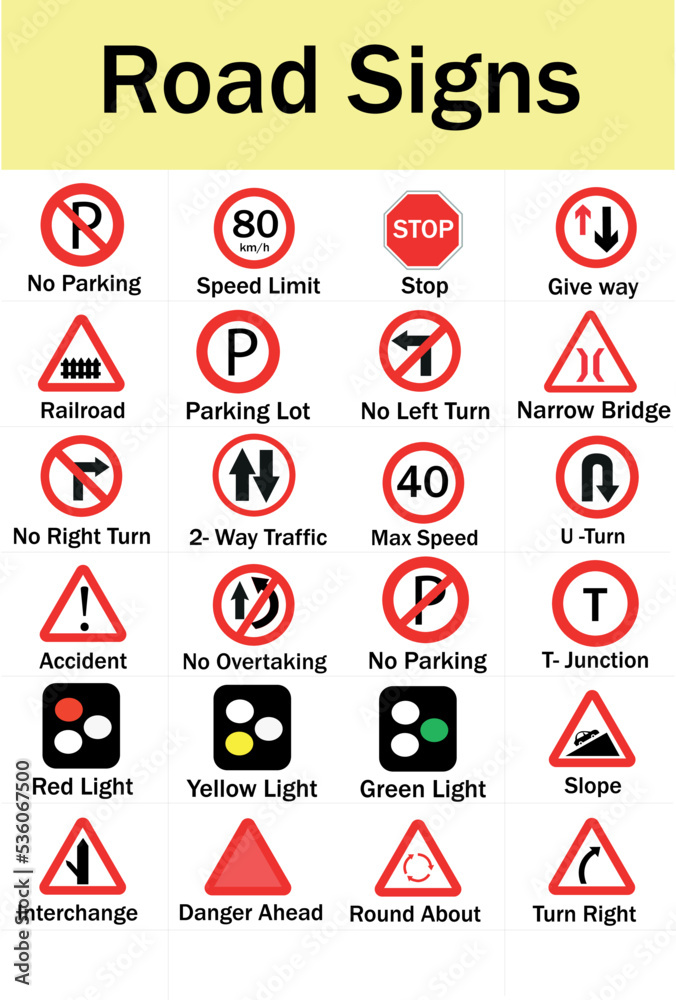 traffic signs, set of traffic sign, traffic symbol, Traffic Symbol Signs and Road Symbols vector ...