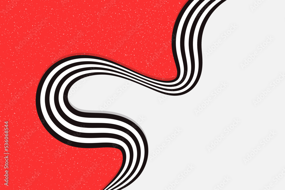 Abstract bicolor red and white background with twisted striped shape ...