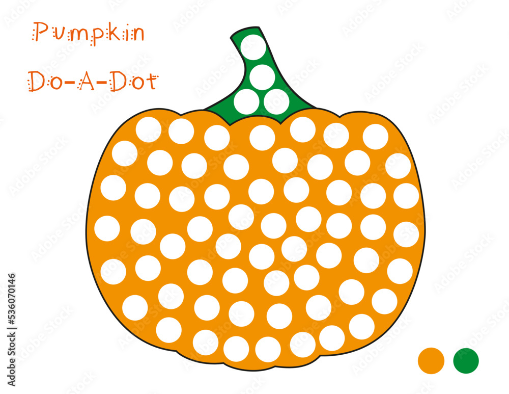 Educational game for children. Pumpkin do a dot painting for toddlers ...