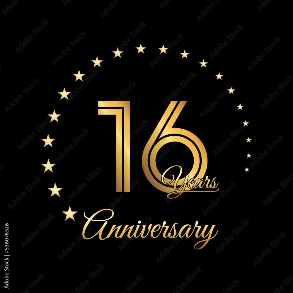 16 Years Anniversary, Perfect template design for anniversary ...