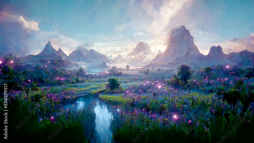 fantasy landscape, metaverse, virtual space, virtual reality, digital ...