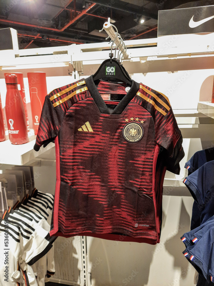 Official Germany's World Cup Qatar 2022 away jersey. The kit is ...
