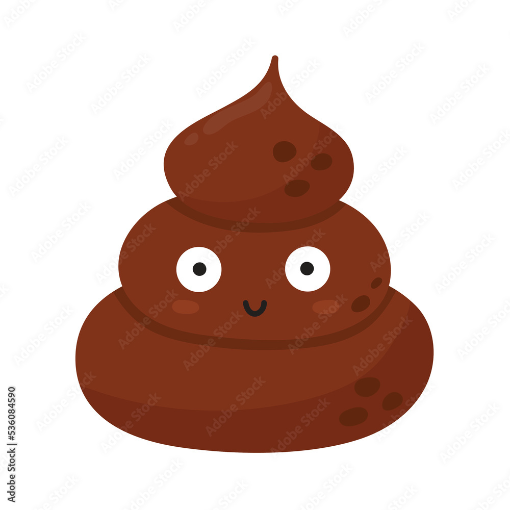 Cute smiling poop character. Happy poo emoji isolated on white ...