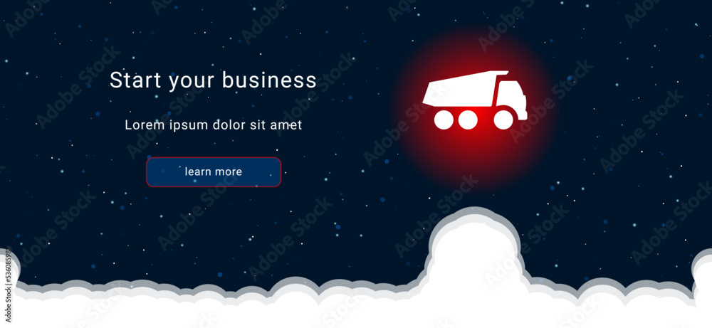 Business startup concept Landing page screen. The truck symbol on the ...