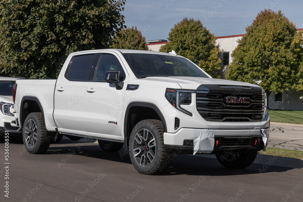 GMC Sierra 1500 pickup display at a dealership. GMC offers the Sierra ...