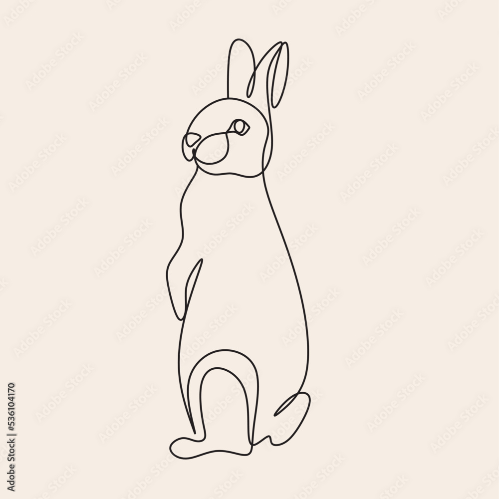 Continuous one line drawing of Bunny symbol of 2023 year. Fluffy rabbit ...