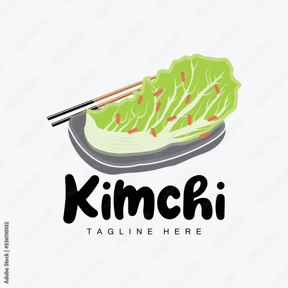 Kimchi Logo Design, Korean Traditional Food Vector, Cabbage Green ...