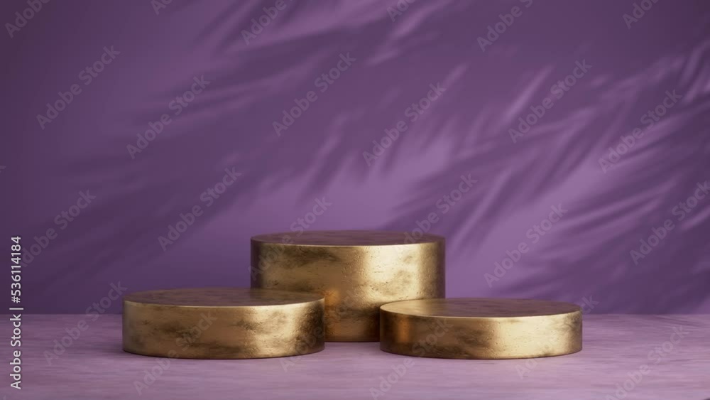3D rendering mockup template of gold metal texture podium for product ...