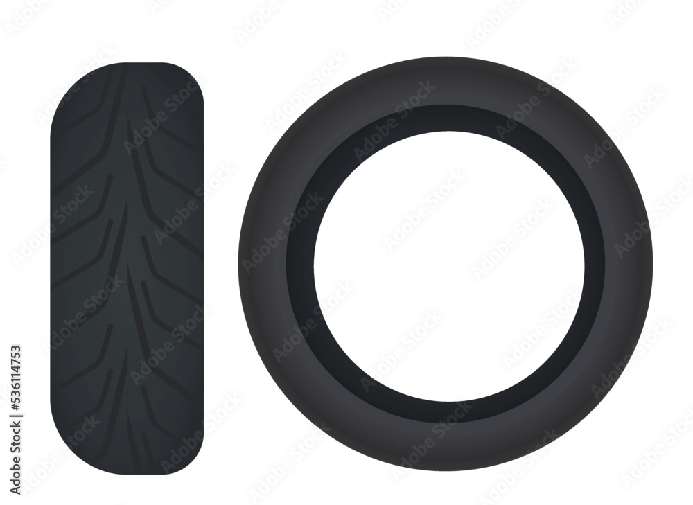Motorcycle tires front and side view. vector illustration Stock Vector ...