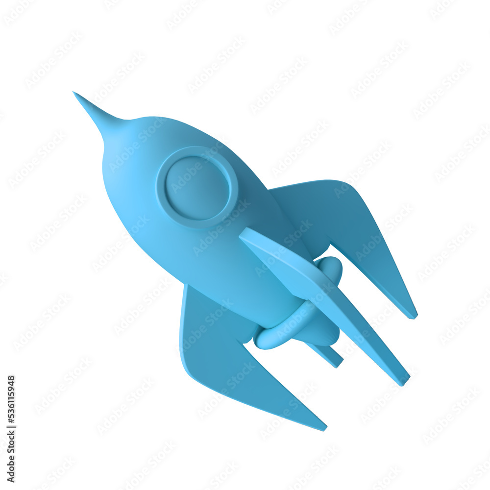 Spaceship rocket launch 3d icon. Flying rocket Shuttle. Rocket launching from the ground. In ...