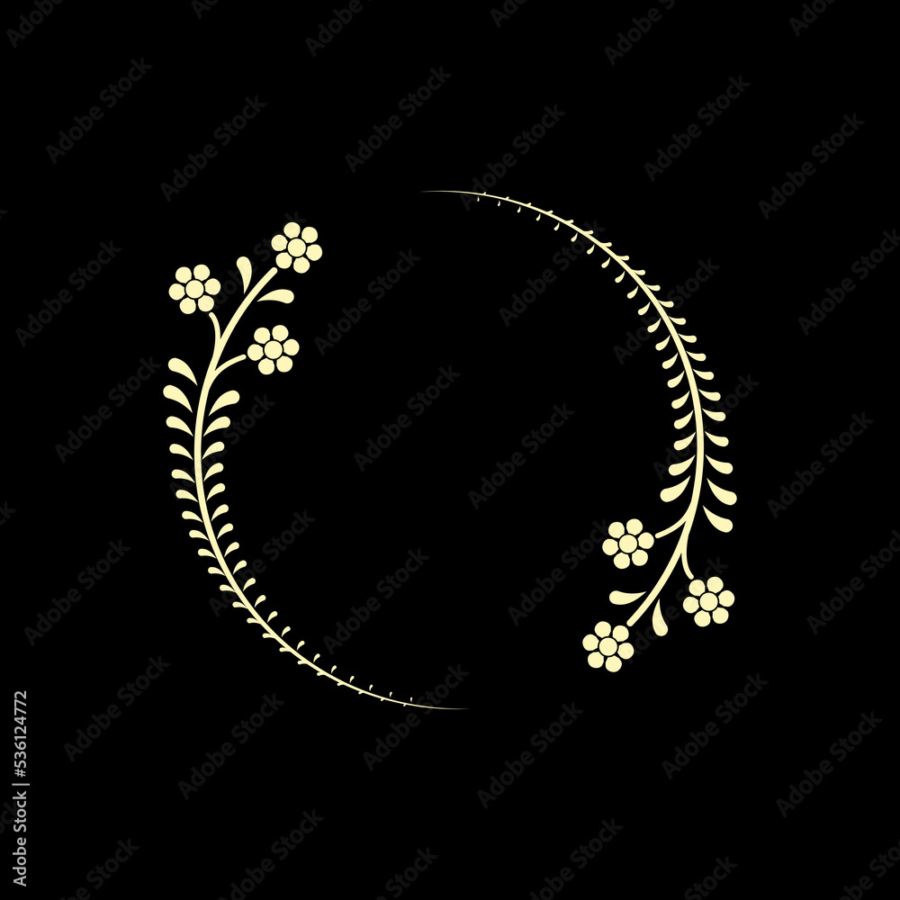 Golden circle flower frame for monogram logo design. Gold flower border ...