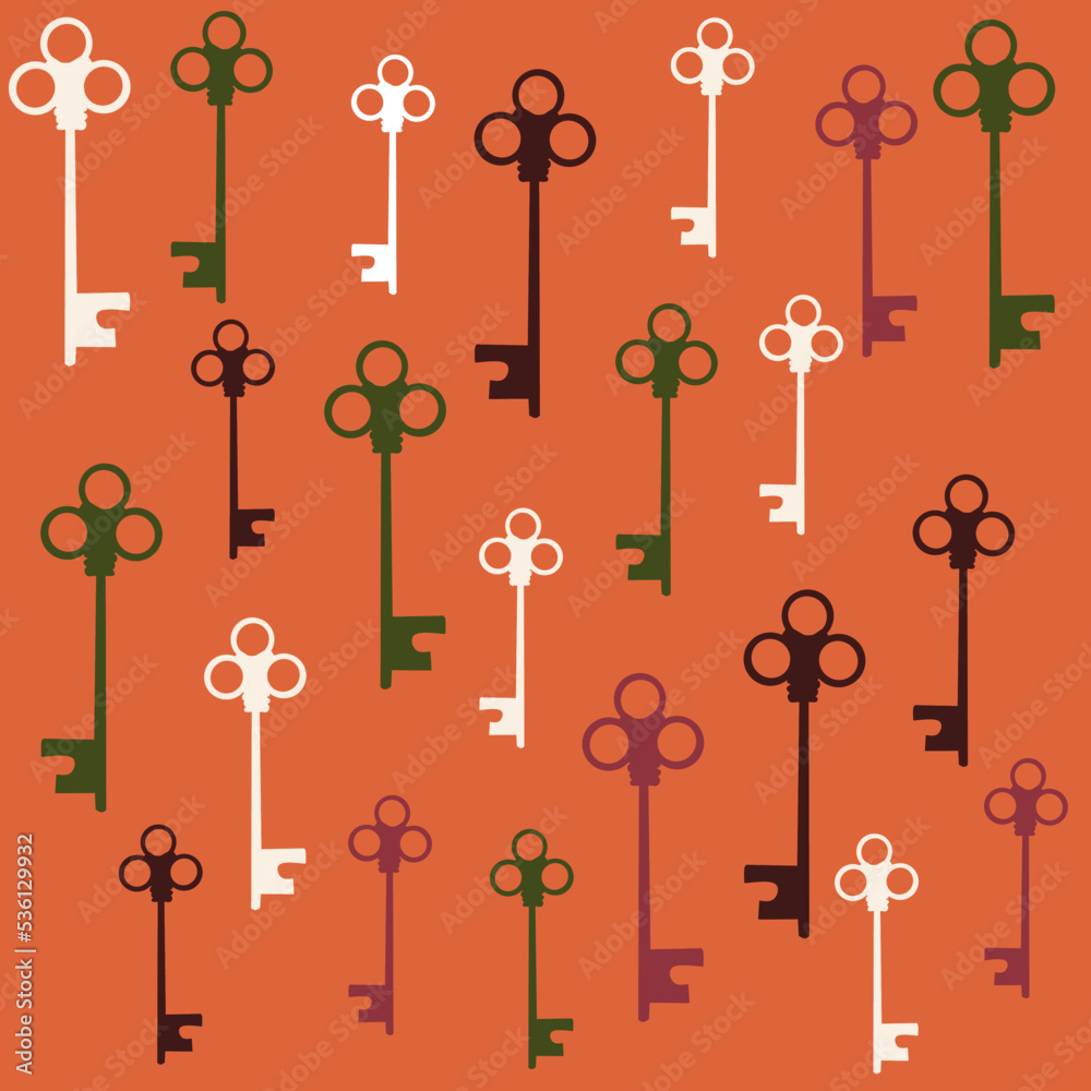 Vintage key seamless pattern in hand drawn style. Vector repeating ...
