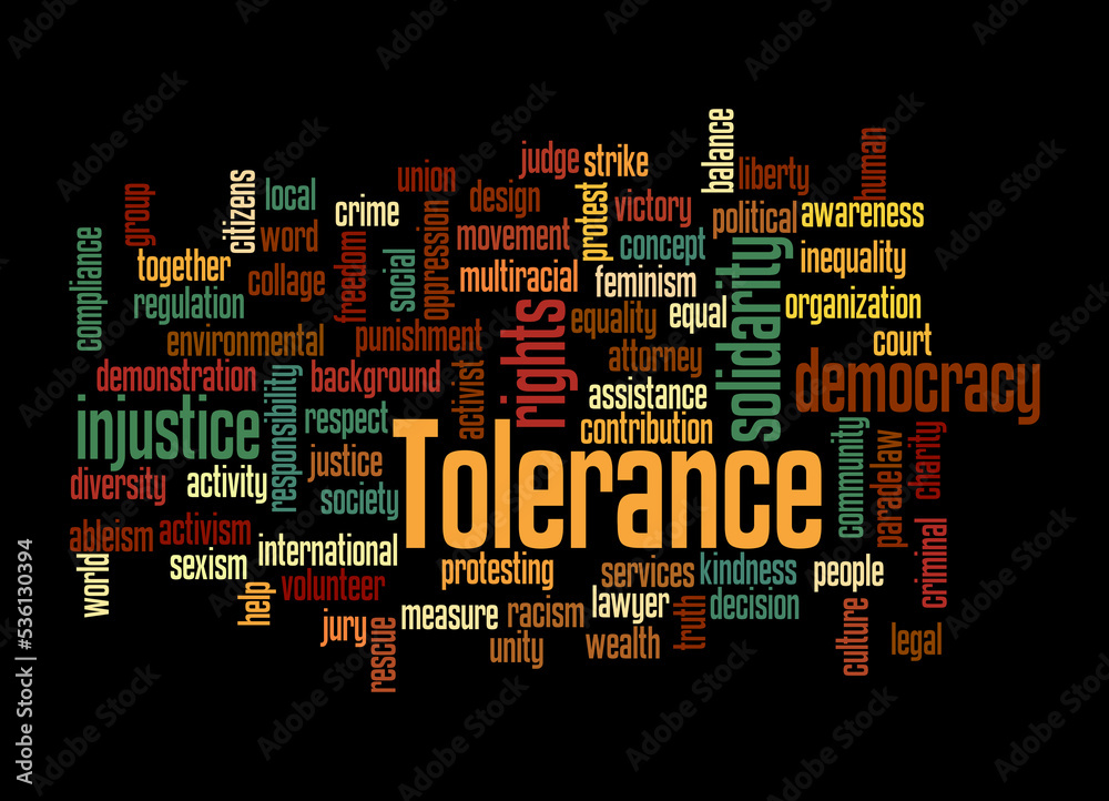 Word Cloud with TOLERANCE concept, isolated on a black background Stock ...