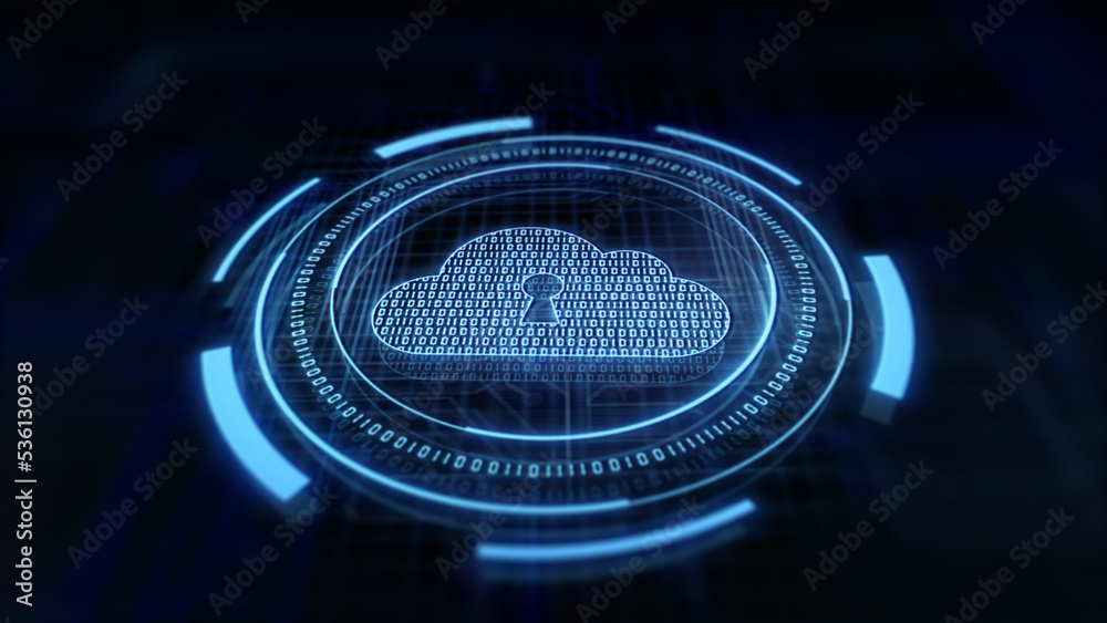 Cloud and edge computing technology concepts with cybersecurity data protection. Icons and ...