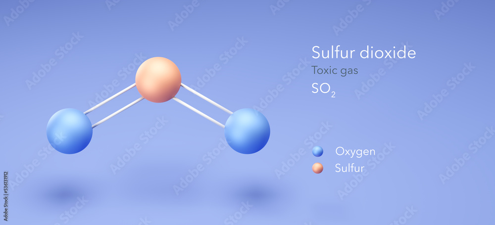 sulfur dioxide, molecular structures, Toxic gas, 3d model, Structural ...