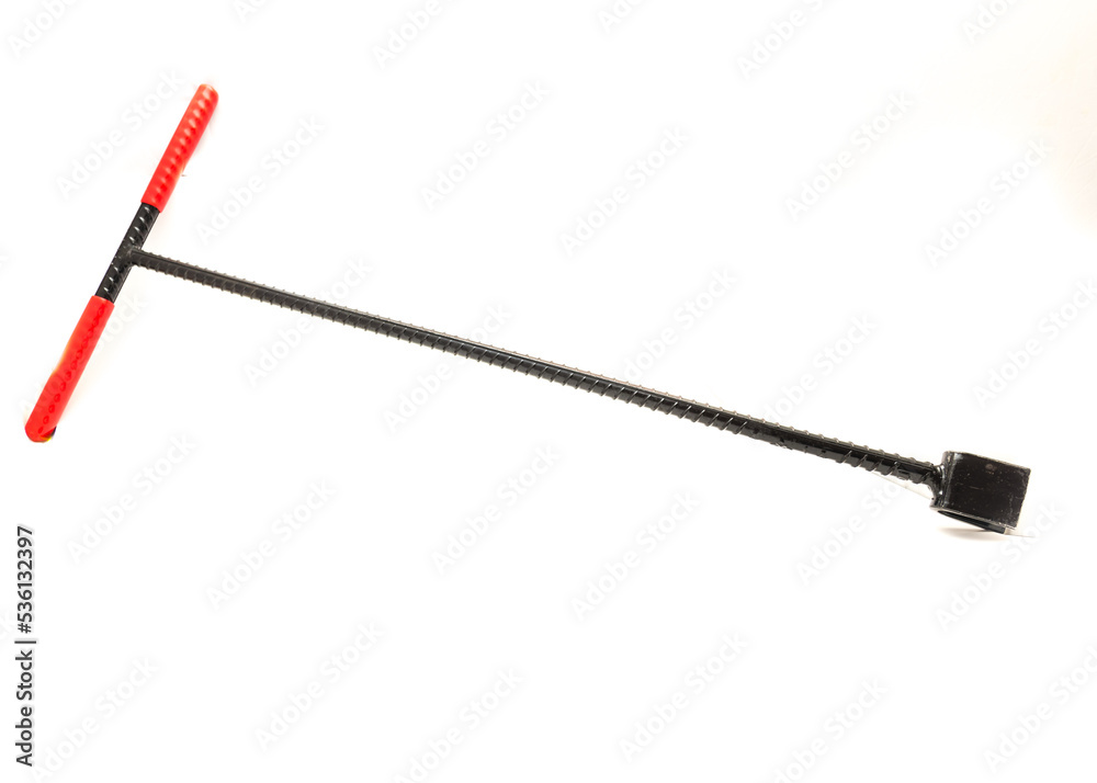 Steel heavy duty street and curb water meter key with red t-handle ...