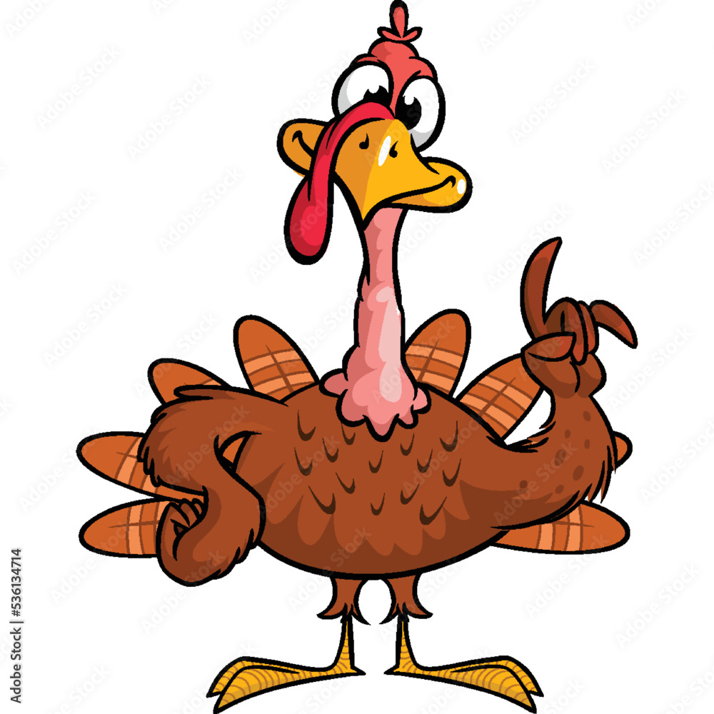 Cartoon happy cute thanksgiving turkey bird. Vector illustration ...