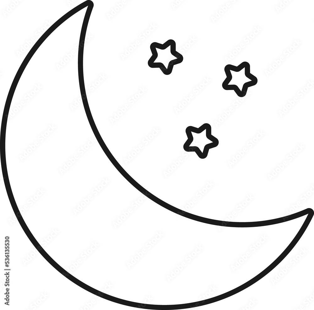 thin line outline icon - png moon Stock Illustration | Adobe Stock