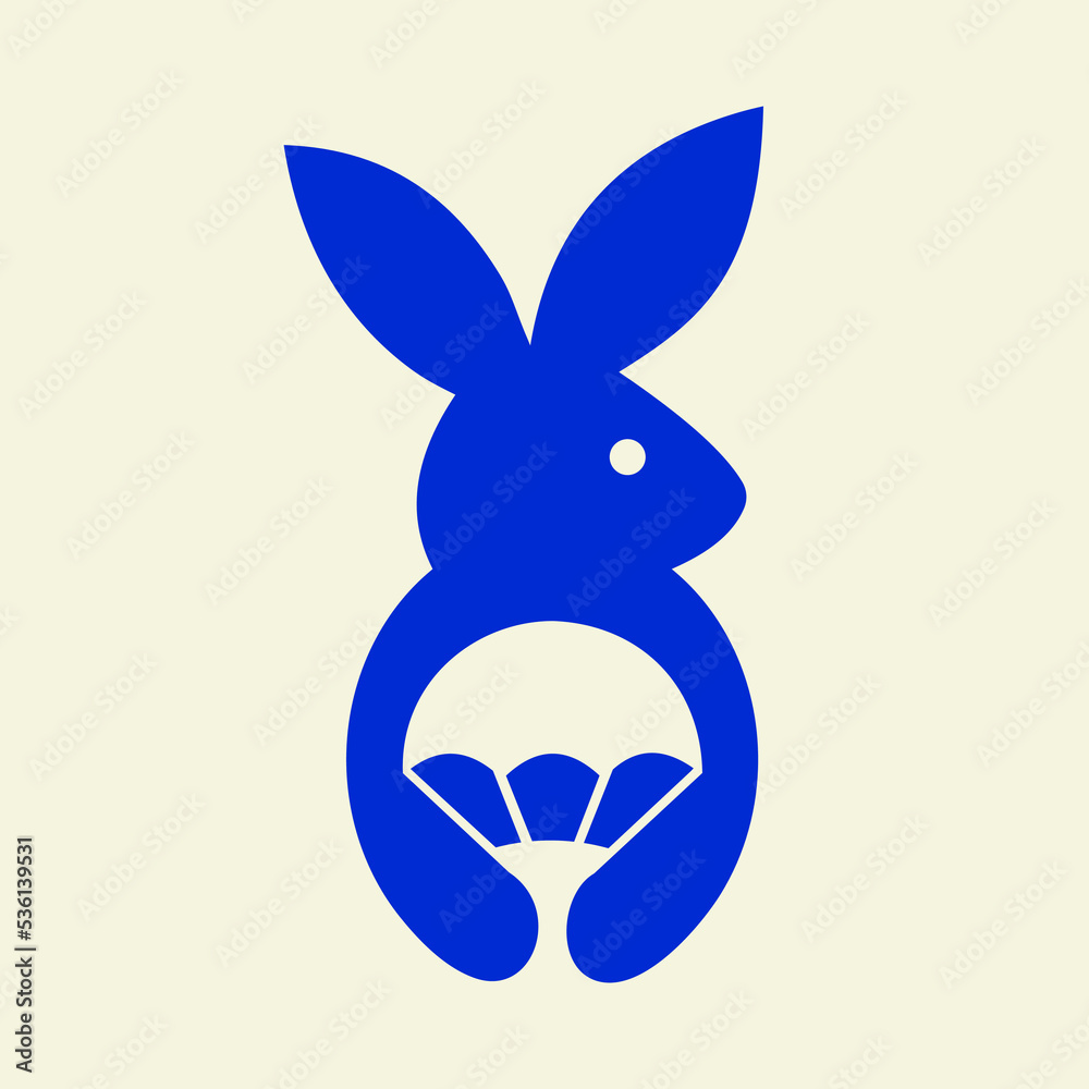 Rabbit Parachute Logo Negative Space Concept Vector Template. Rabbit ...