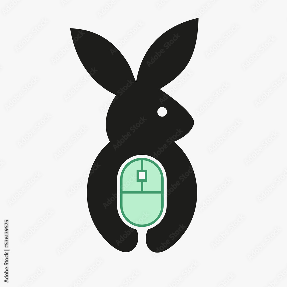 Rabbit Mouse Logo Negative Space Concept Vector Template. Rabbit ...