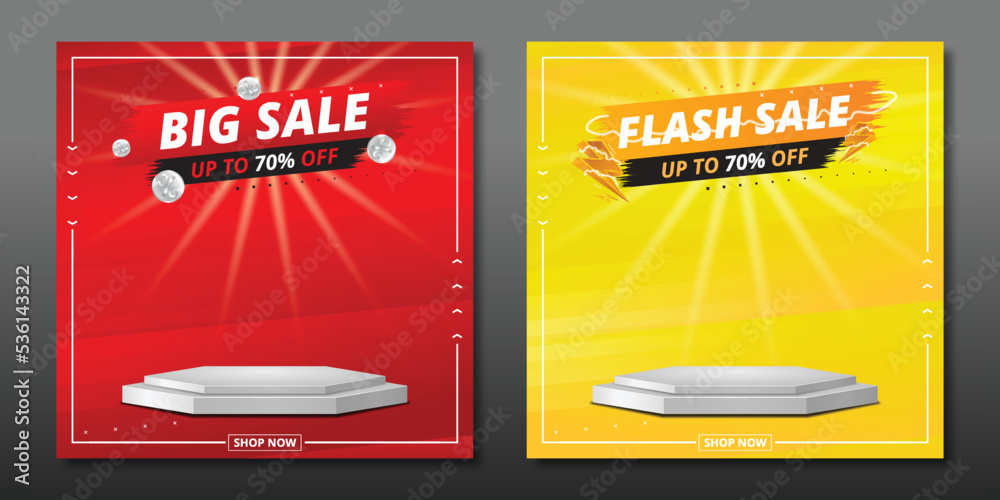 flash sale day banner template design with podium background. Stock ...