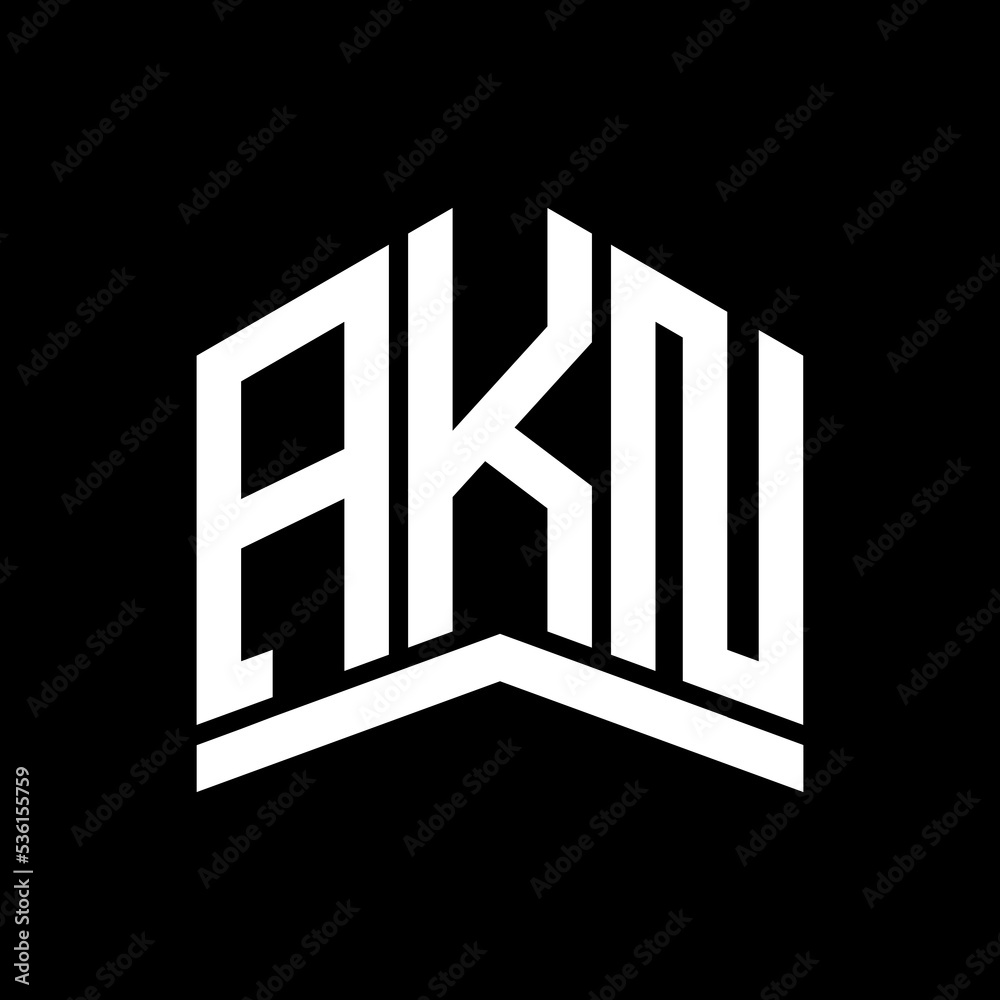 AKN Letter logo Black background .AKN technology logo design vector ...
