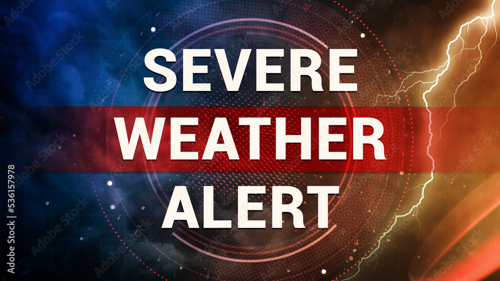 Severe Weather Alert, Horizontal Background. White Text on Heavy Black ...