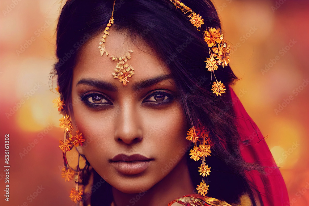 Stunning photorealistic portrait of beautiful Indian woman. AI ...