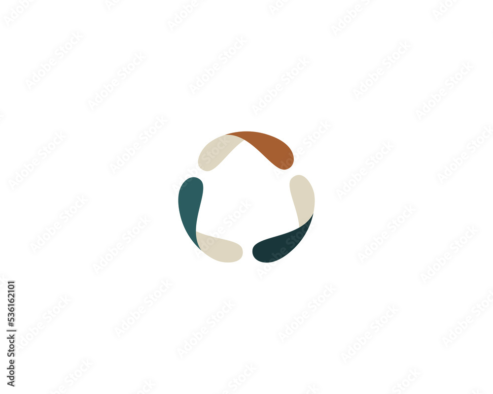 Abstract triangle logo from rotating shapes. Creative atomic energy ...