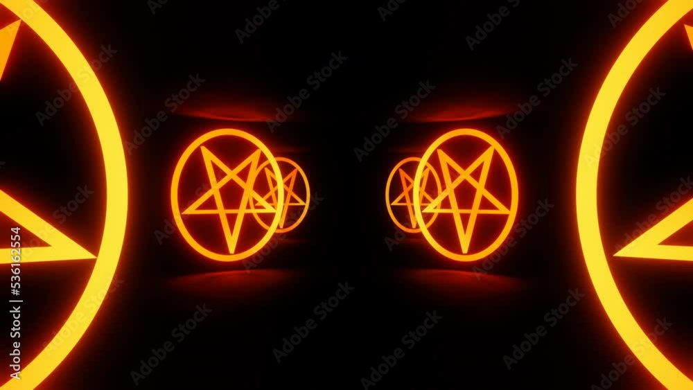 Pentagram neon symbols tunnel animation Stock Video | Adobe Stock