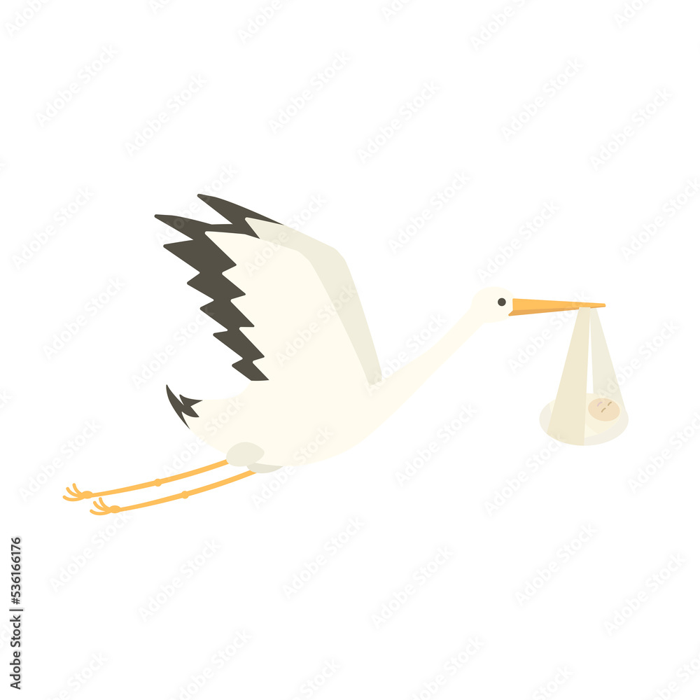 Stork delivering baby cartoon PNG illustration with transparent ...