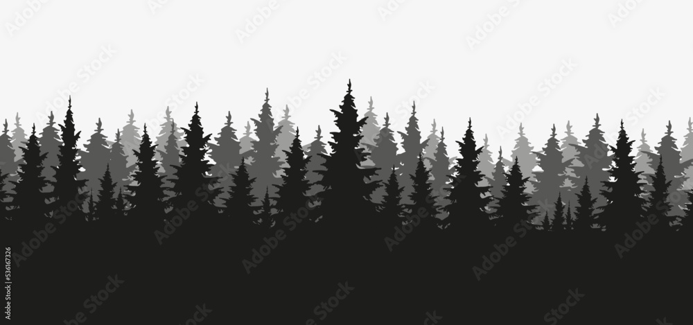 Vector silhouette of Treeline Spruce And Pines Stock Vector | Adobe Stock