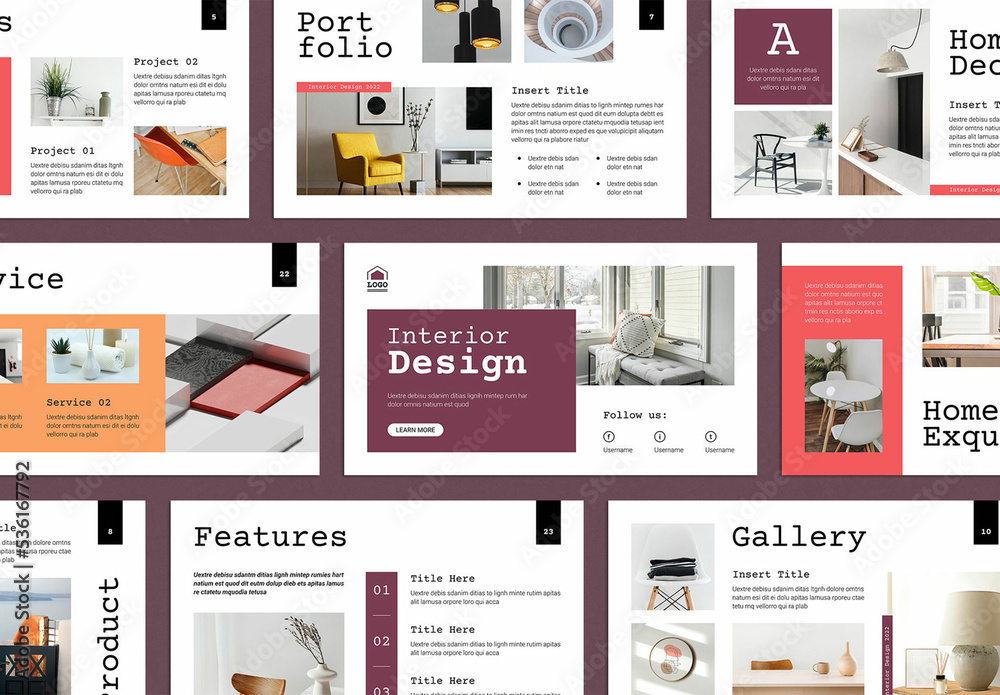 Interior Design Presentation Layout Stock Template | Adobe Stock
