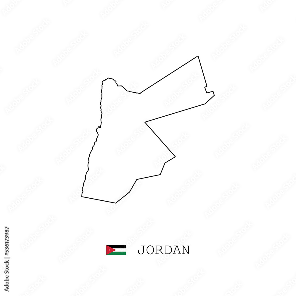 Jordan vector map outline, line, linear. Jordan black map on white ...