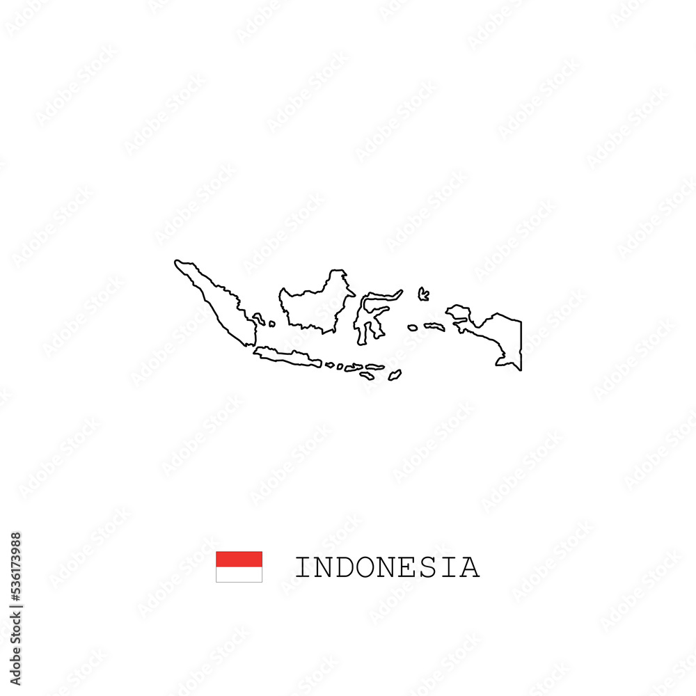 Indonesia vector map outline, line, linear. Indonesia black map on ...