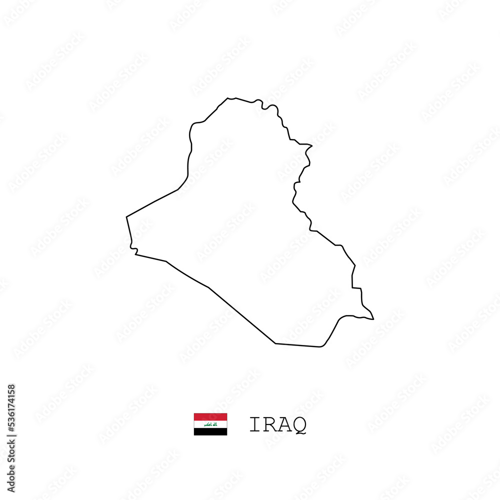 Iraq vector map outline, line, linear. Iraq black map on white ...