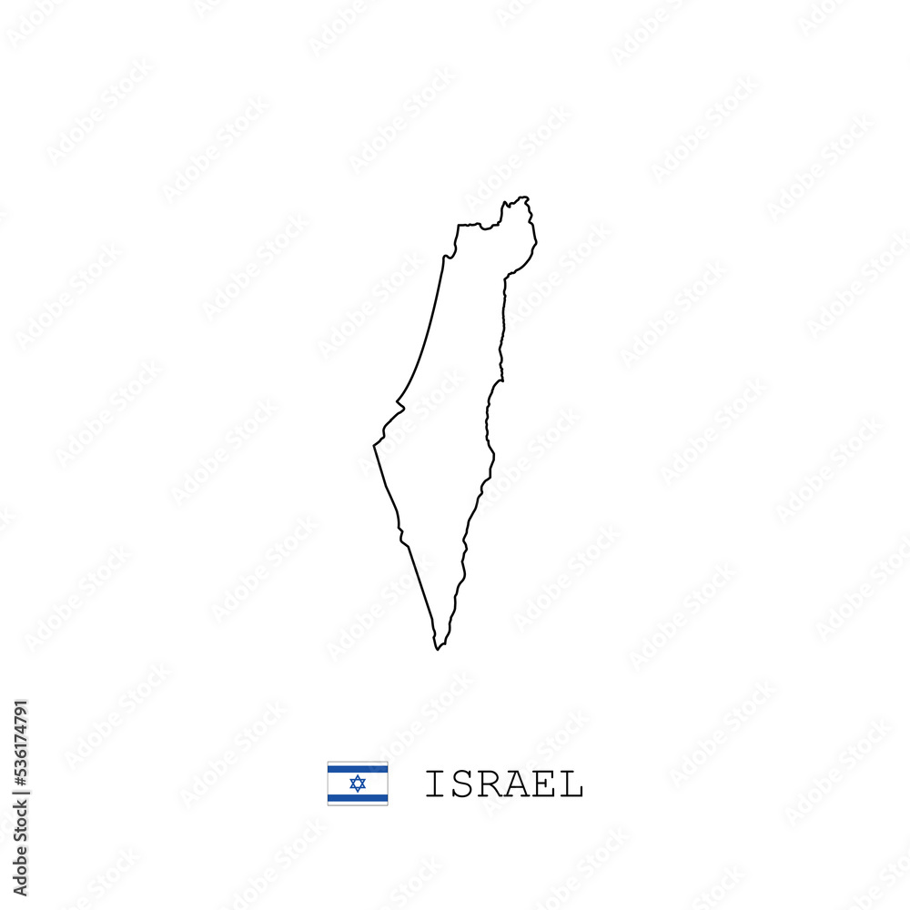 Vecteur Stock Israel vector map outline, line, linear. Israel black map ...