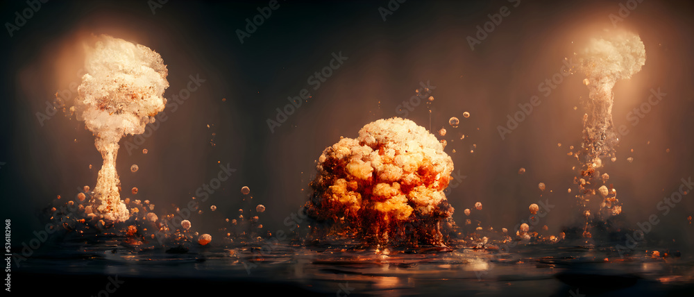 Nuclear war concept. Explosion of nuclear bomb with angel wings ...