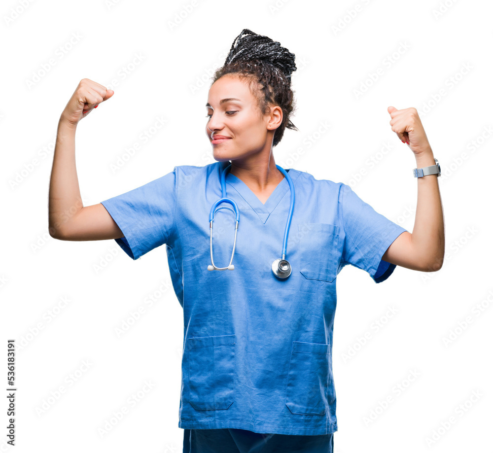 Young braided hair african american girl professional surgeon over ...