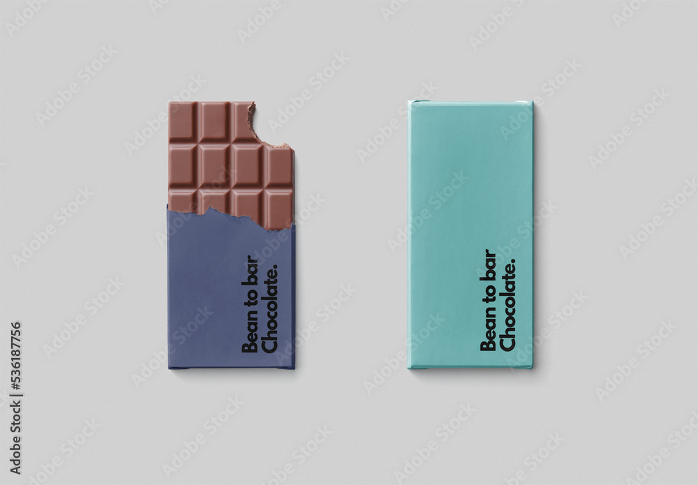 Chocolate Bar Wrappers Mockup with One Wrapper Open Stock Template ...
