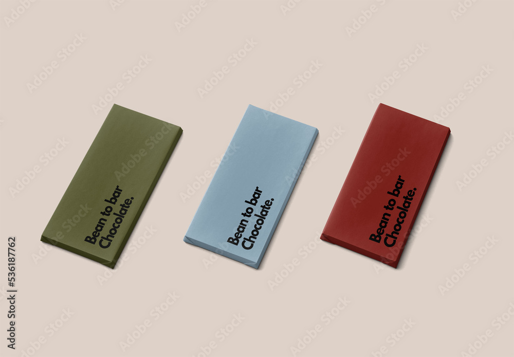 Three Chocolate Bar Wrappers Mockup Stock Template | Adobe Stock