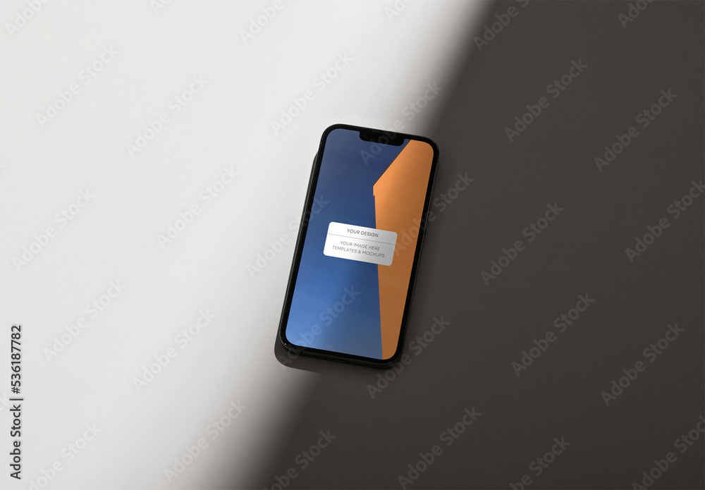 Smartphone Mockup on Concrete Background Stock Template | Adobe Stock