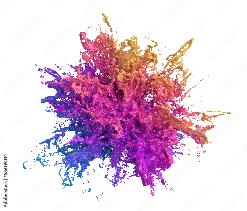 Colorful liquid splash, 3d render Stock Illustration | Adobe Stock