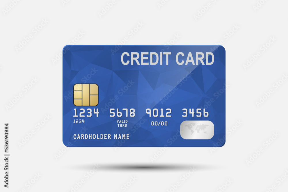 Vector 3d Realistic Blue Credit Card Isolated. Design Template of ...