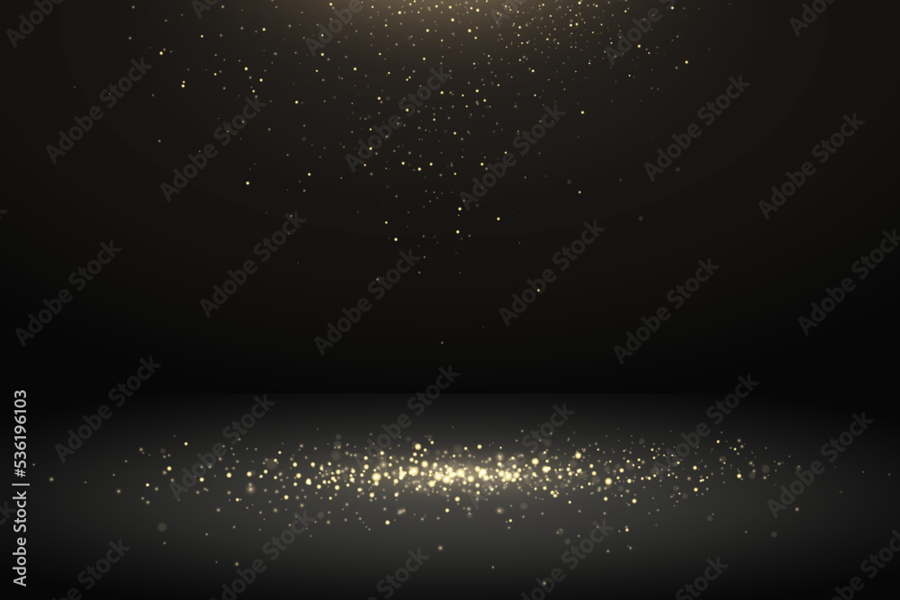 Golden sparkles falling on the floor. Celebration background with ...