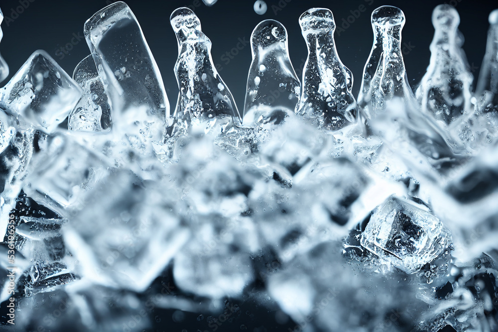 Frosty ice cubes background.icy solid pieces for drink ad with clean ...