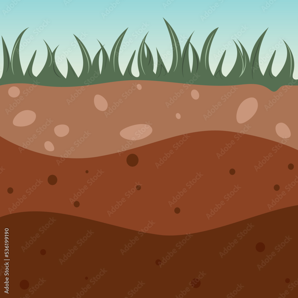 Cartoon vector illustration of a soil horizon and grass Stock Vector ...