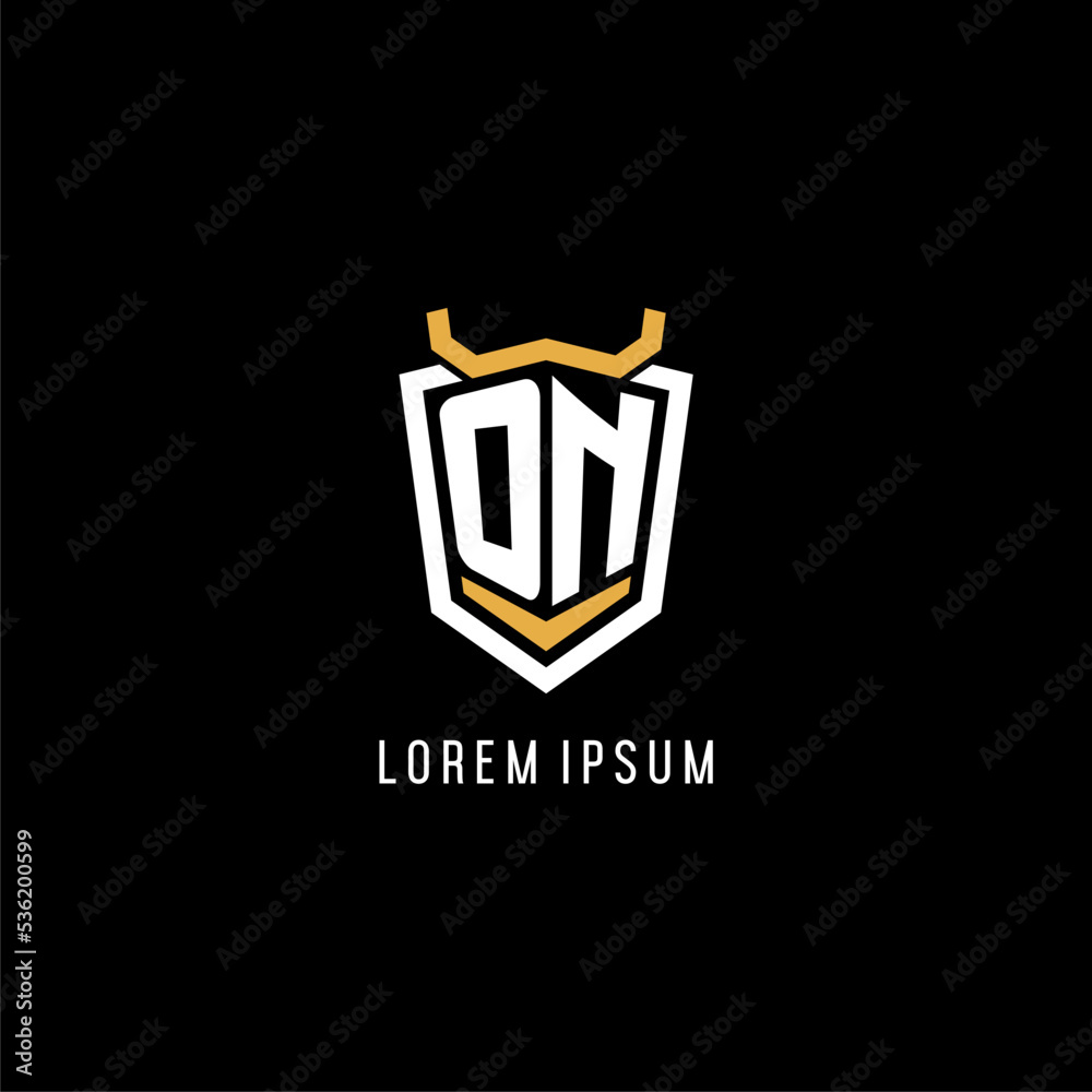 Initial ON geometric shield esport logo monogram design style Stock ...