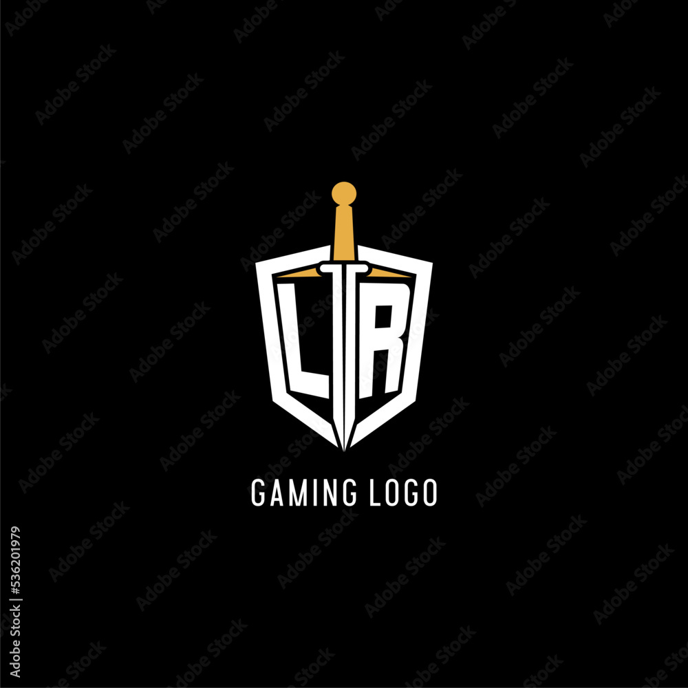 Letter LR logo with shield and sword design inspiration Stock Vector ...