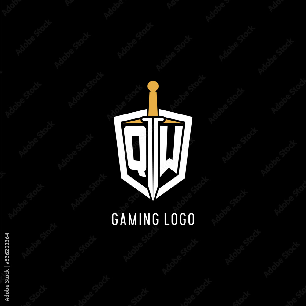 Letter QW logo with shield and sword design inspiration Stock Vector ...